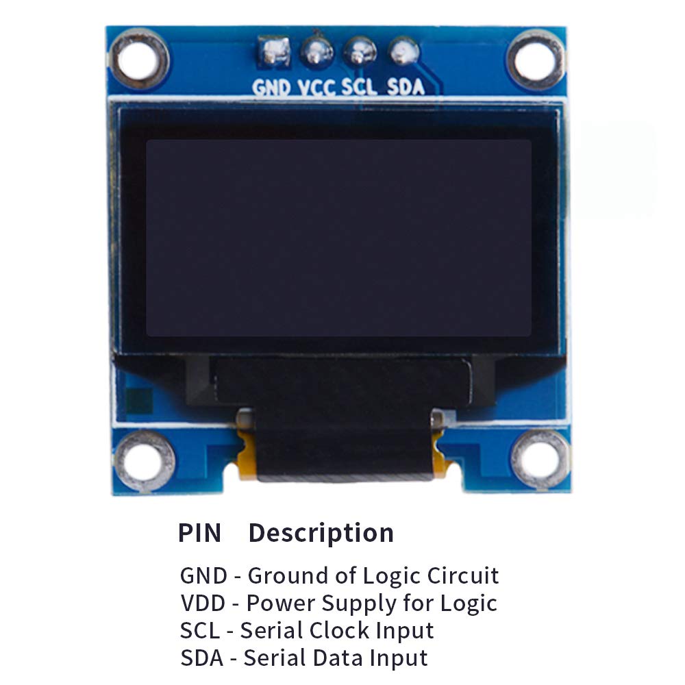 GeeekPi 5PCS 0.96 Inch OLED Module 12864 128x64 White Driver IIC Serial Display Board Module for Arduino, Raspberry Pi,Beagle Bone Black