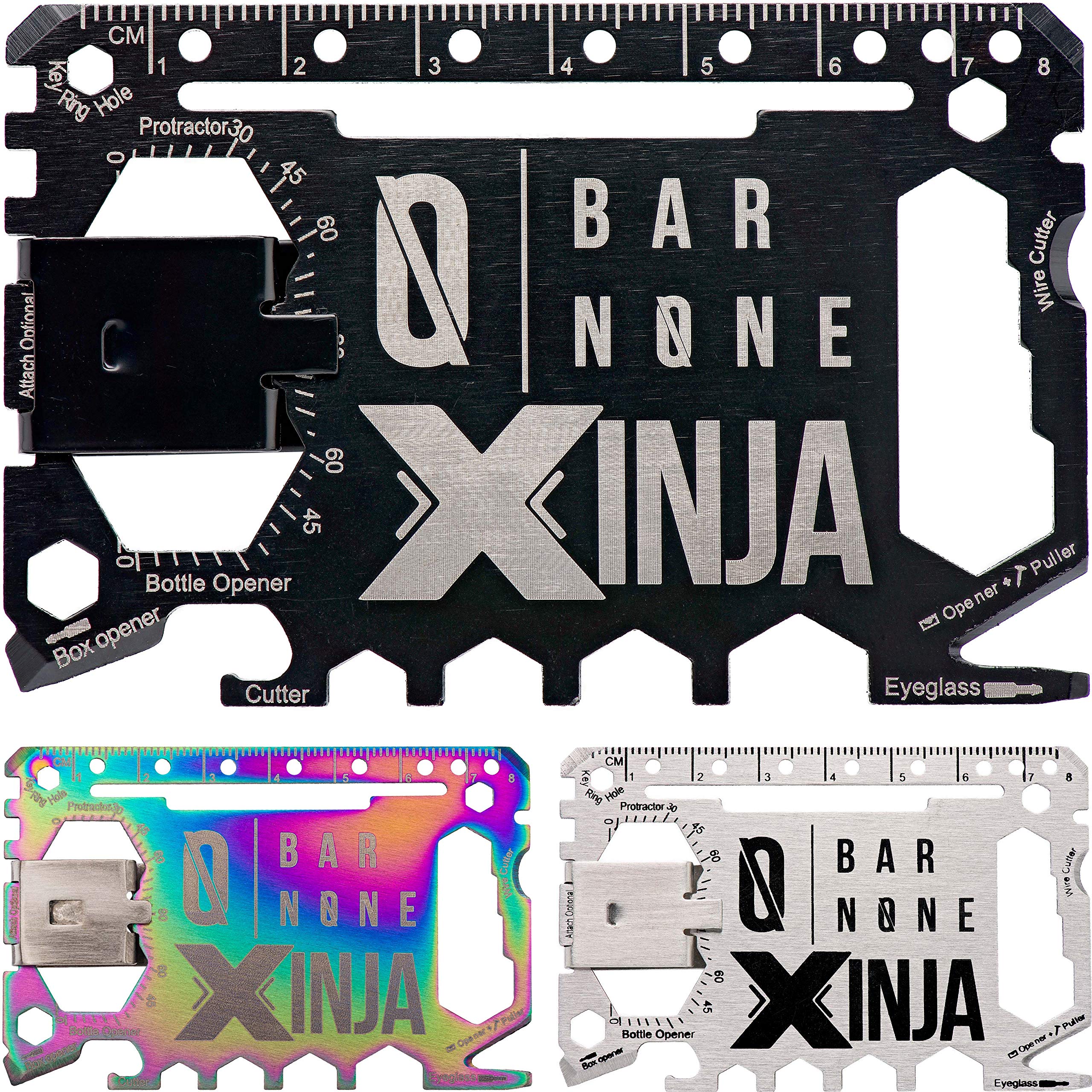 50 in 1 Credit Card Multitool Wallet Multi Tool Money Clip Clips Xtreme Ninja EDC Gerber Leatherman Knives Utility Knife Slim Wallets Minimalist Survival Everyday Carry | BAR NONE Xinja, Black