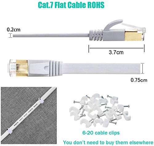 FOSTO Cat7 Ethernet Cable 40 ft,cat 7 Patch Cable Flat RJ45 High Speed 10 Gigabit LAN Internet Network Cable for Xbox,PS4,Modem,Router,Switch,PC,TV Box (40Feet, White)