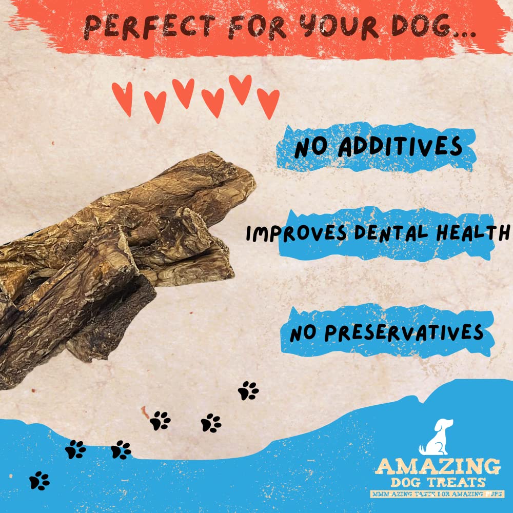Amazing Dog Treats - 6 Inch Mega Thick Beef Lung Jerky Reward for Dogs | (10 Pc/Pk) | 100% Natural Beef Lung Snacks for Dogs | Single Ingredient High-Protein Low-Fat Grain-Free Beef Lung Dog Treats