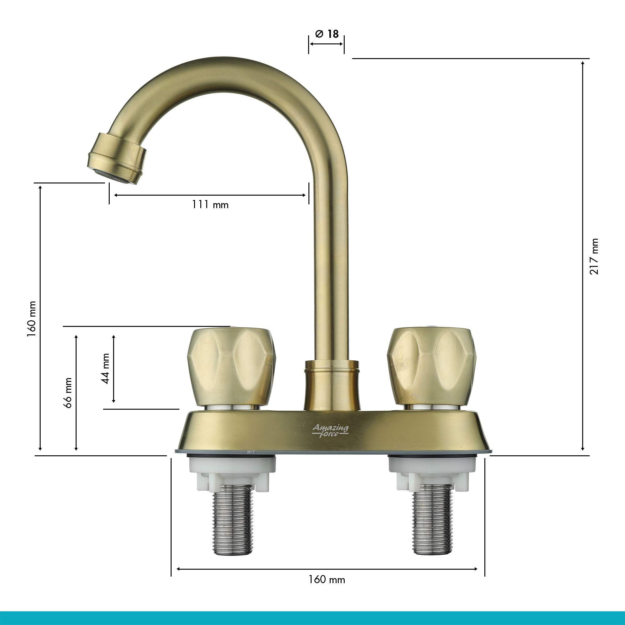 AMAZING FORCE 2 Handle Bathroom Sink Faucet, Centerset Bathroom Faucet with Pop-Up Sink Drain Stainless Steel with Overflow, Supply Utility Hose for Laundry Vanity Brushed Nickel 1.2 GPM