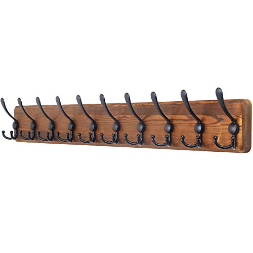 SKOLOO Rustic Large Coat Rack Wall Mount: 38.3'' Long Coat Rack for Wall, Wood Coat Rack Hook, Farmhouse Coat Hanger Wall Mount for Hanging Jacket Coat