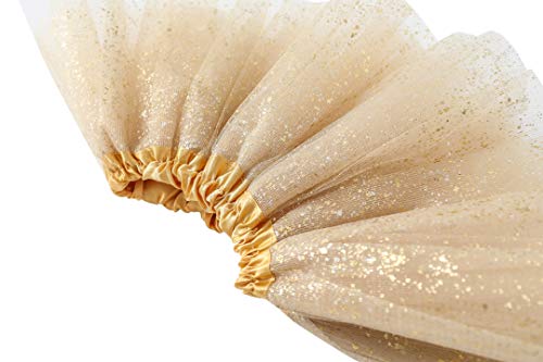GOODTECK Newborn Infant Baby Professional 3 Layers Sequin Tutu Tulle Skirt (3-8 Years, Gold)