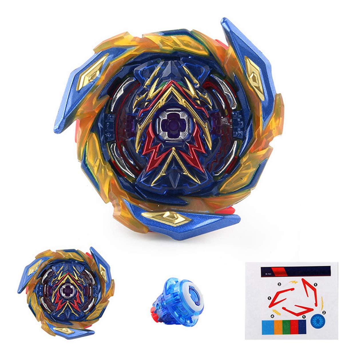 Combat Gyro LR Sparking Launcher Grip Starter Set Bey Burst Evolution Blades God Bey Super King Booster B-163 Brave Valkyrie.Ev' 2A Attack Gyro Bay Gaming Tops Spinning Toys Gift for Boys Kids