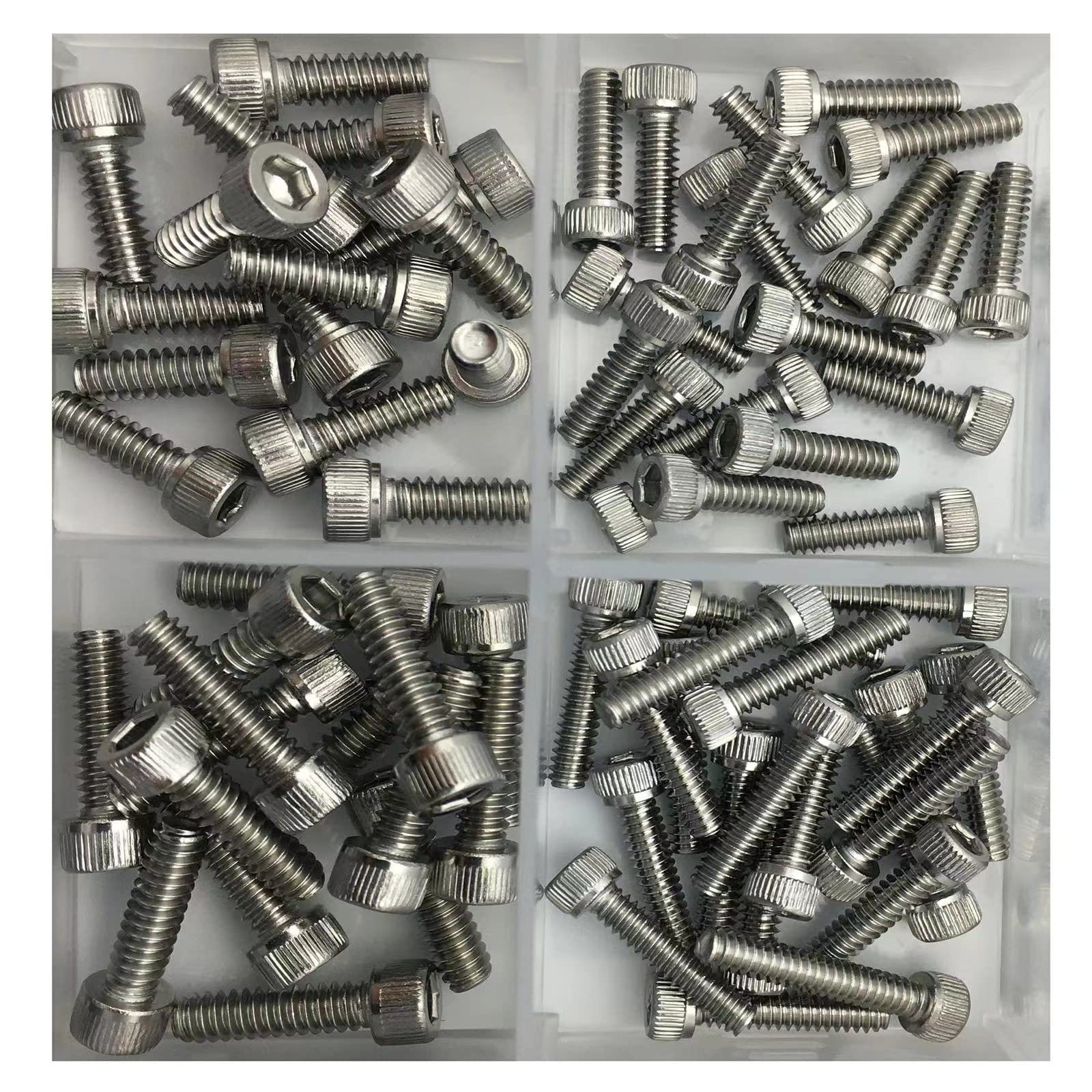 AJUER#0-80#2-56#4-40#6-32 UNC Stainless Steel Hex Socket Head Cap Screws Hex Nuts Assortment Kit
