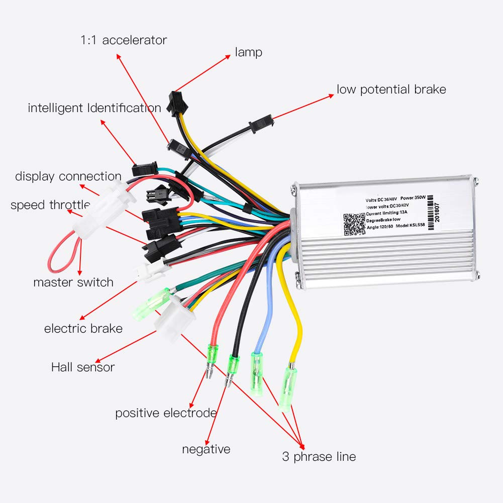 Alomejor E Bike Brushless Controller Kit with LCD Instrument 24V/36V 36V/48V 250W/350W? Motor Brushless Controller with LCD Panel for E Bike Electric Bicycle Scooter(36V/48V)