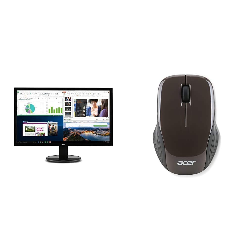 Acer K202HQL Abi 19.5" HD Monitor (HDMI & VGA Port), Black, 19.5 Inch Wireless Optical Mouse