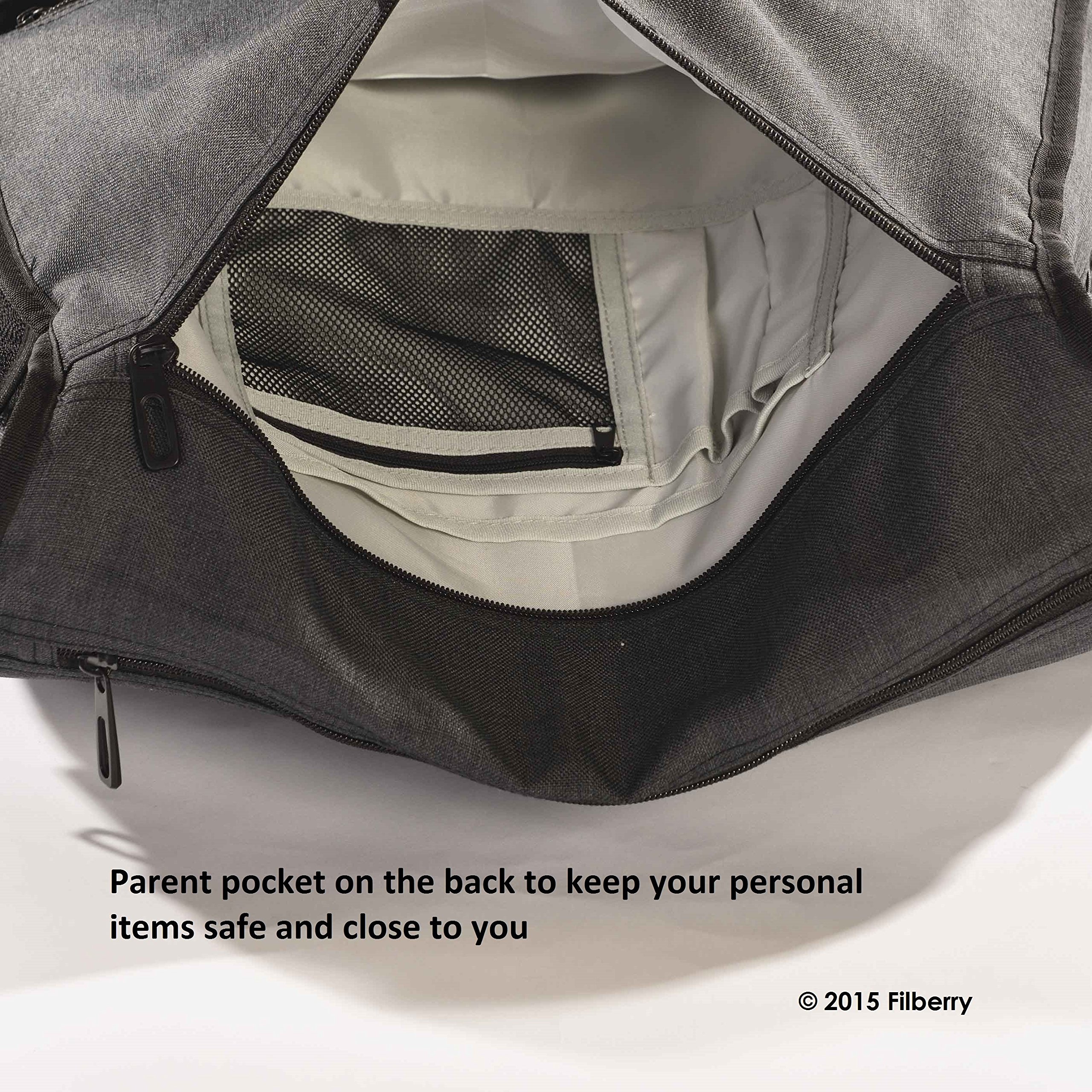 Filberry Messenger DIAPER BAG for DADS & MOMS to share baby care! - Top zipper for easy access - Large - Grey/Black – MEN love it!