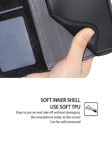 Arseaiy Case for Oppo Reno 6 Pro 5G(MediaTek) Flip Phone Case PU Leather Zipper Pocket Wallet Case Cover with Card Holder Kickstand Shell Black
