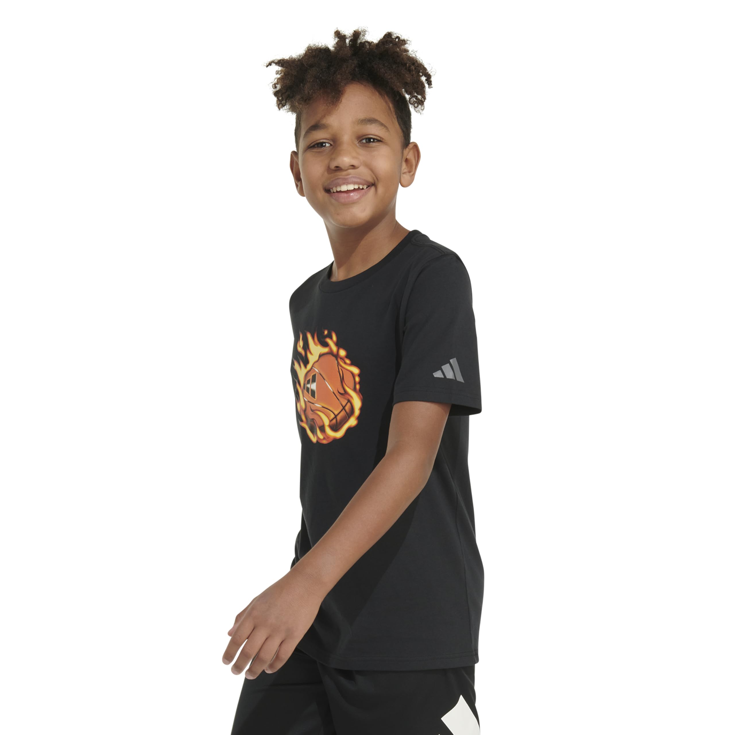 adidas Boys' Short Sleeve Cotton Jersey Graphic T-Shirt (5, Acid Red)