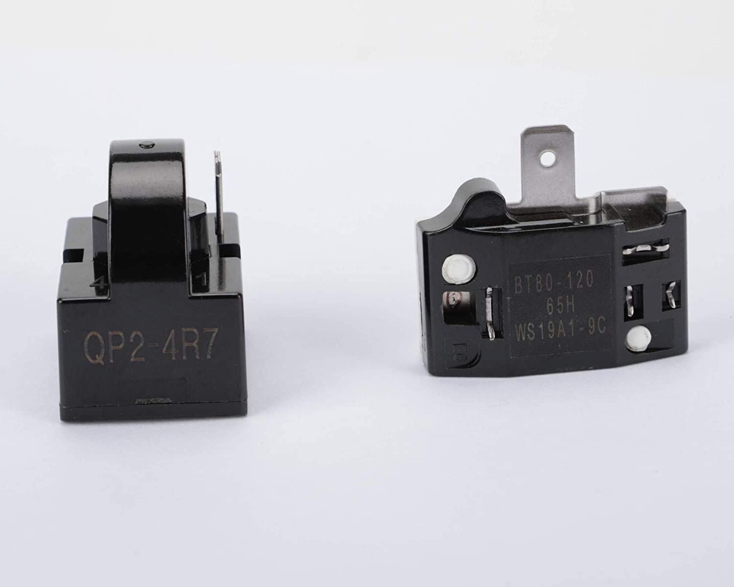 QP2-4R7 1Pin Refrigerator PTC Starter Relay and 6750C-0005P Refrigerator Overload Protector for LG Refrigerator Compressor,2 Pieces in Total
