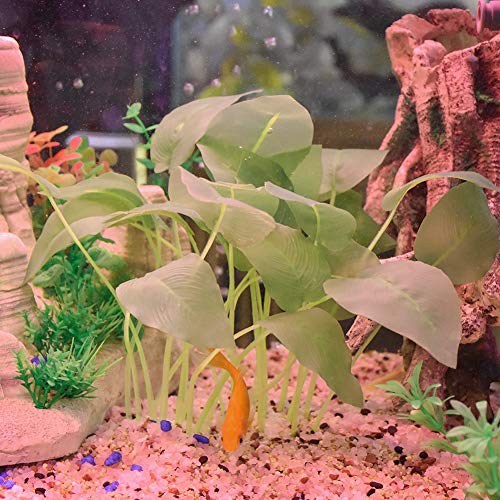 Smarlin Artificial Fish Tank Plants, Plastic Aquarium Plants, 2 Pack, 7 inches High, Realistic & Non-Toxic & Safe for All Fishes (Dark Green)