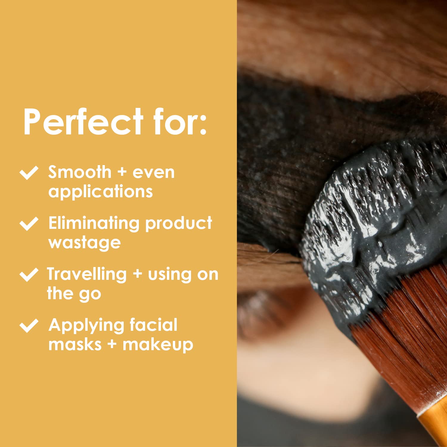 Face Mask Brush - Soft Bamboo Facial Mud Mask Applicator Brush for Applying Facial Mask | Use with Facial Mud Masks, Peel Off Masks, Oils & Makeups (4 inches long)