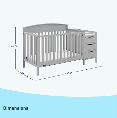 Graco Benton 5-in-1 Convertible Crib and Changer (Pebble Gray) β Crib and Changing Table Combo, Includes Water-Resistant Changing Pad, 3 Drawers, Converts to Toddler Bed, Daybed and Full-Size Bed