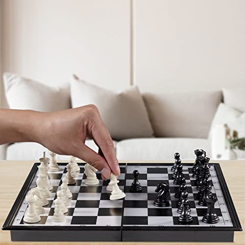 CSVICTORY Classic Chess Set 11.8" x 11.8"- Magnetic Chess Pieces with Folding Magnetic Chess Board, Staunton Chess Pieces & Storage Box, Magnetic Chess Set, 3-in-1 Board Game Set