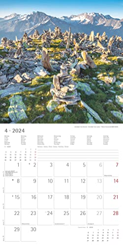 Alpen 2024 - Brochure Calendar 30 x 30 cm (30 x 60 Open) - Calendar with Space for Notes - The Alps - Picture Calendar - Wall Planner - Nature Calendar