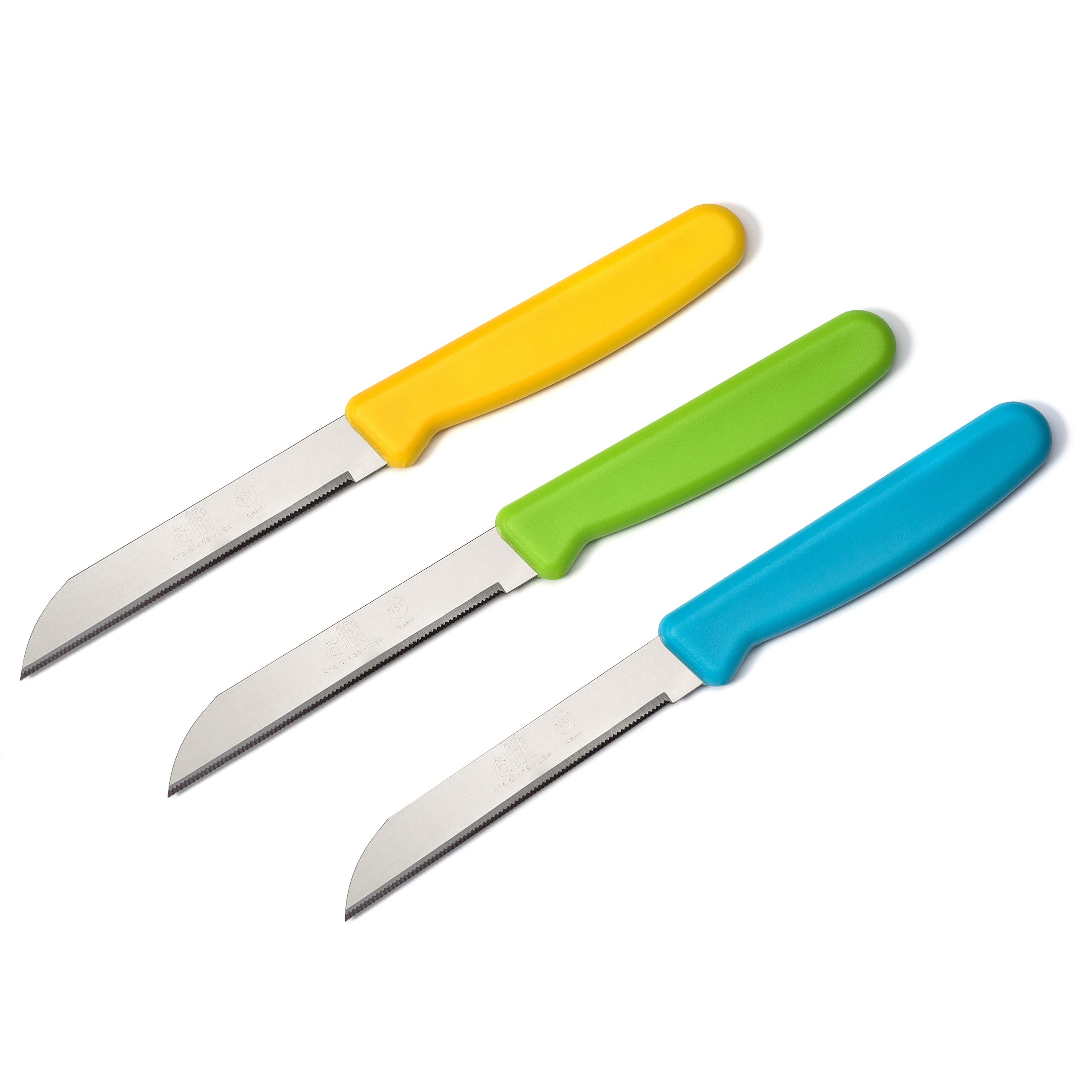 Alfi All-Purpose Knives Aerospace Precision Pointed Tip - Home And Kitchen Supplies - Serrated Steak Knives Set | Made in USA (Classic Black, 12 pack)