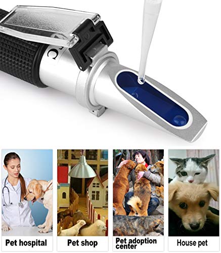 Pet Dog Cat Refractometer Pet Urine Specific Gravity Refractometer Serum Plasma Protein: 2~14g/dl, Clinical Animal Refractometer Hydrometers Urine Tester 1.000-1.060SG for Veterinary Cat Dog Pets