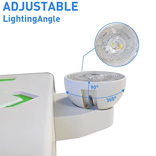 Exit Sign and Emergency Lights Combo, Double Face Green Emergency Exit Light, 2 Adjustable Head Lights and 90min Long Backup Battery, ABS Fire Safety (UL Certified 120-277V)(UL 94V-0) (1pack)