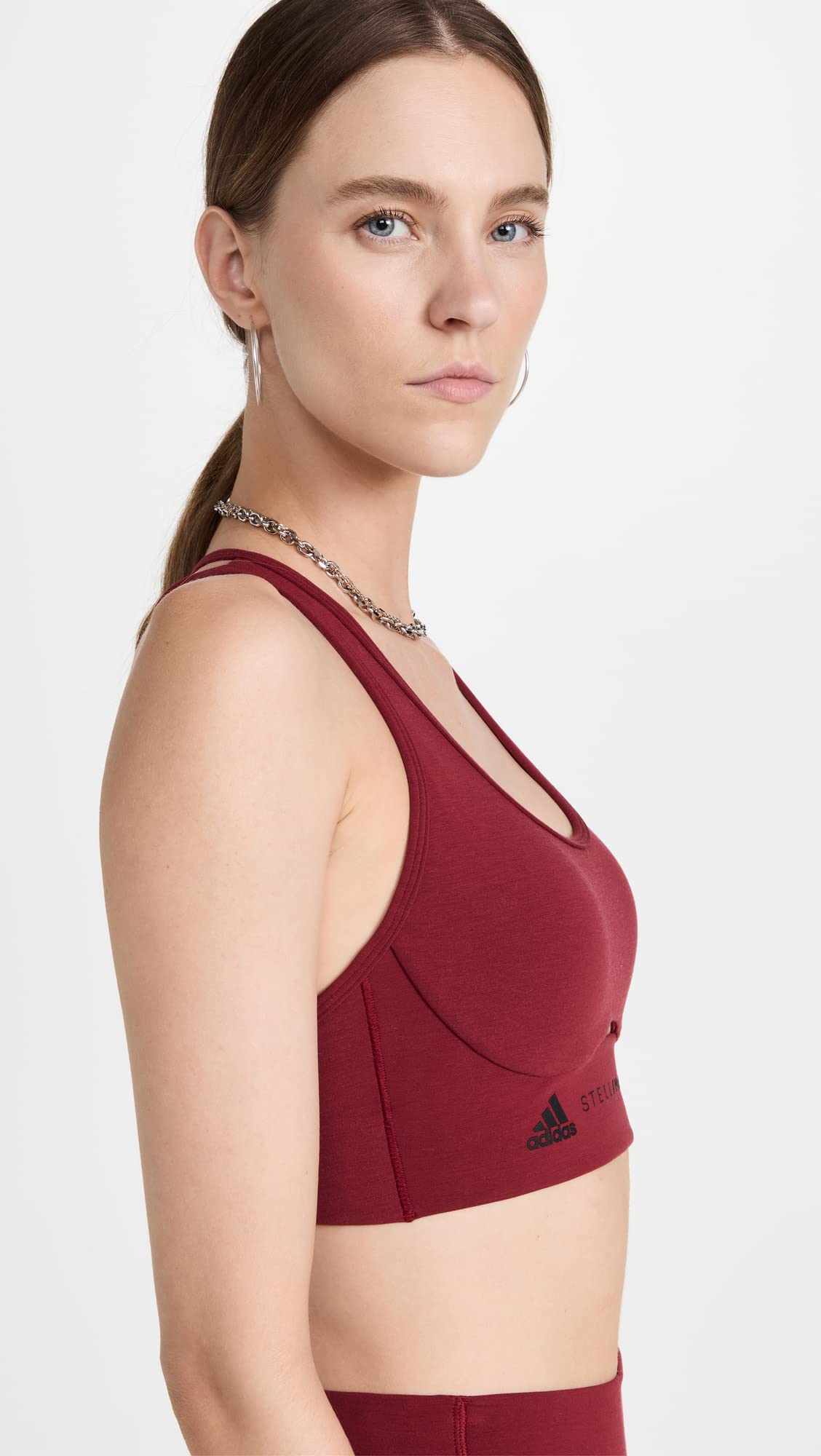 adidas by Stella McCartney Women's TrueStrength Yoga Medium Support Bra, Collegiate Burgundy, Red, XS