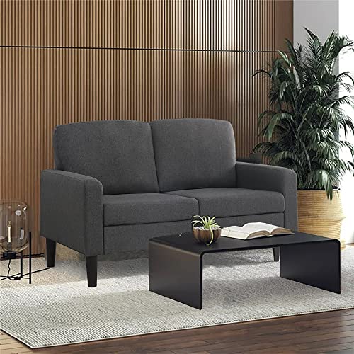 BEEY Modern Love Seat Sofas 53" Small Loveseat Sofa Linen Fabric Tufted Loveseat Sofa for Living Room Bedroom Small Apartment in Dark Grey