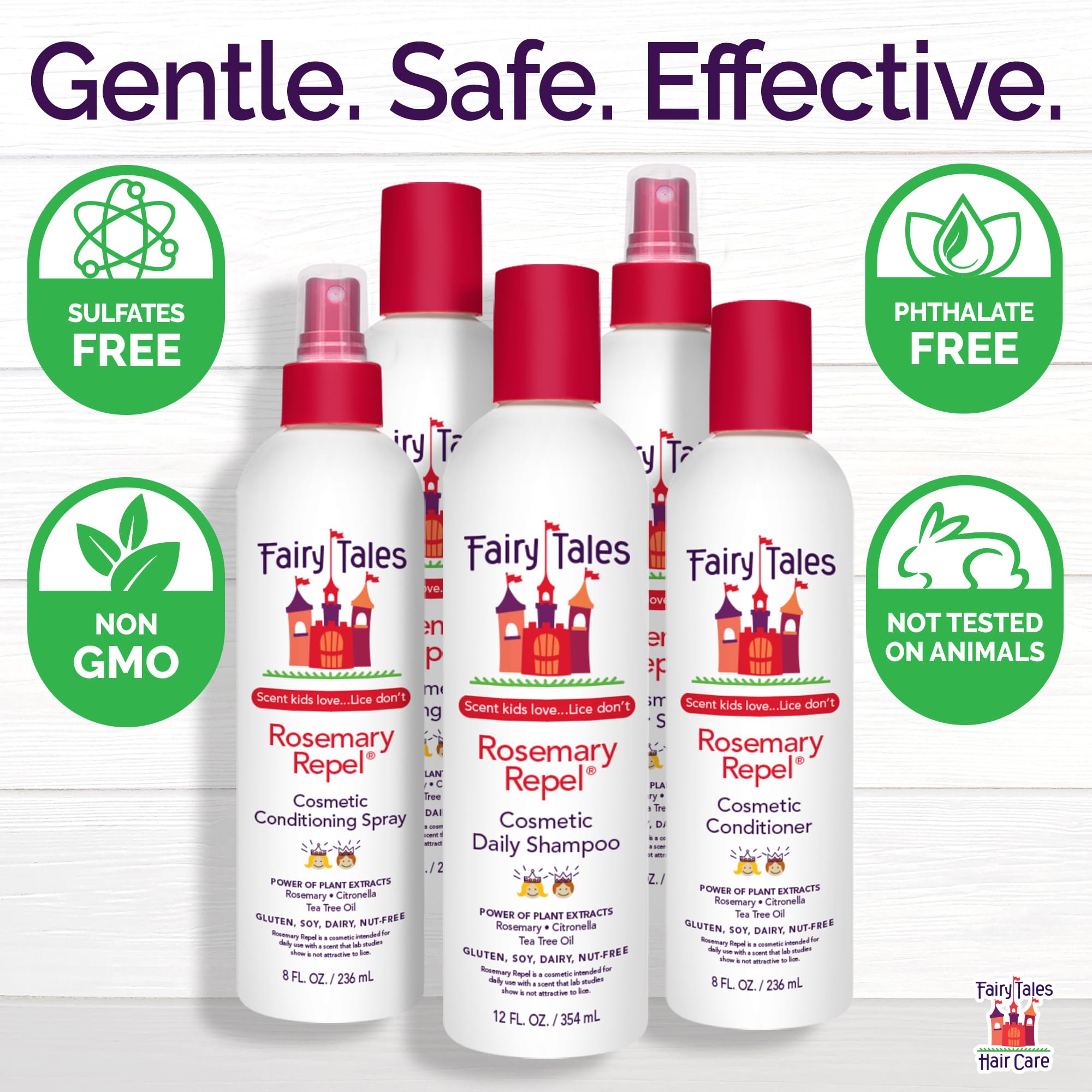 Fairy Tales Rosemary Repel Shampoo, 12 fl oz. and Conditioner, 8 fl oz. Duo Kids Like the Smell, Lice Do Not