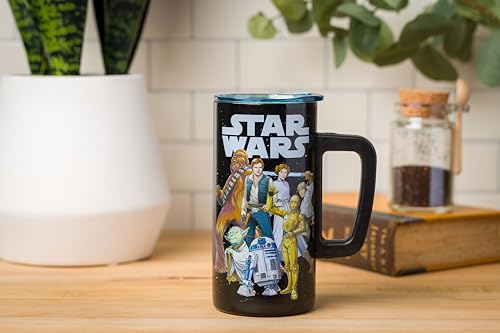 Silver Buffalo Star Wars Group Shot Double Wall Stainless Steel Coffee Mug with Handle, 15 Ounces