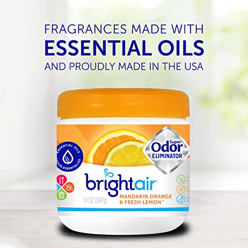 Bright Air Solid Air Freshener and Odor Eliminator, Mandarin Orange and Fresh Lemon Scent, 14 Oz Each, 6 Pack