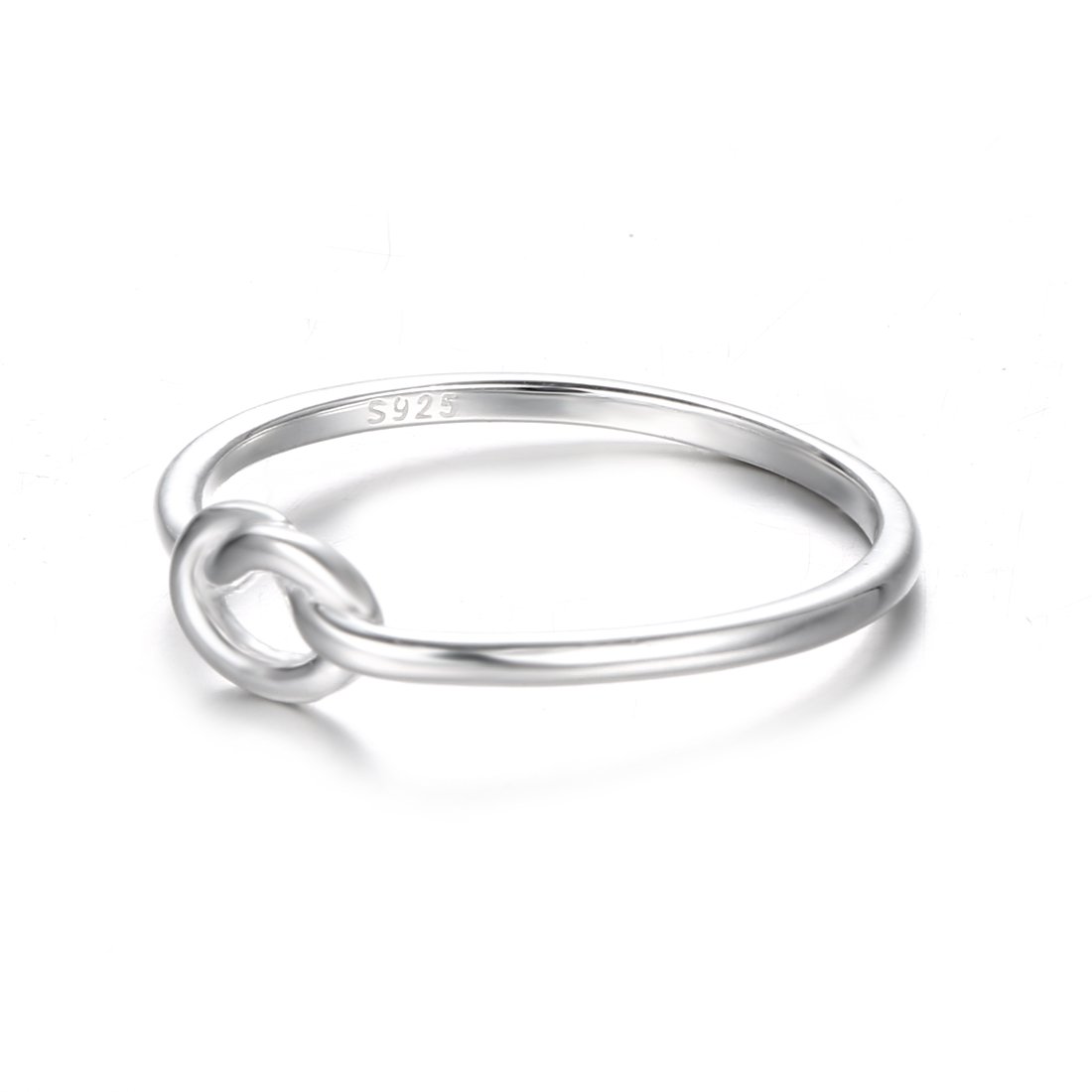 925 Sterling Silver Ring,BoRuo Love Knot Promiss Friendship High Polish Comfort Fit Band Ring Size 8