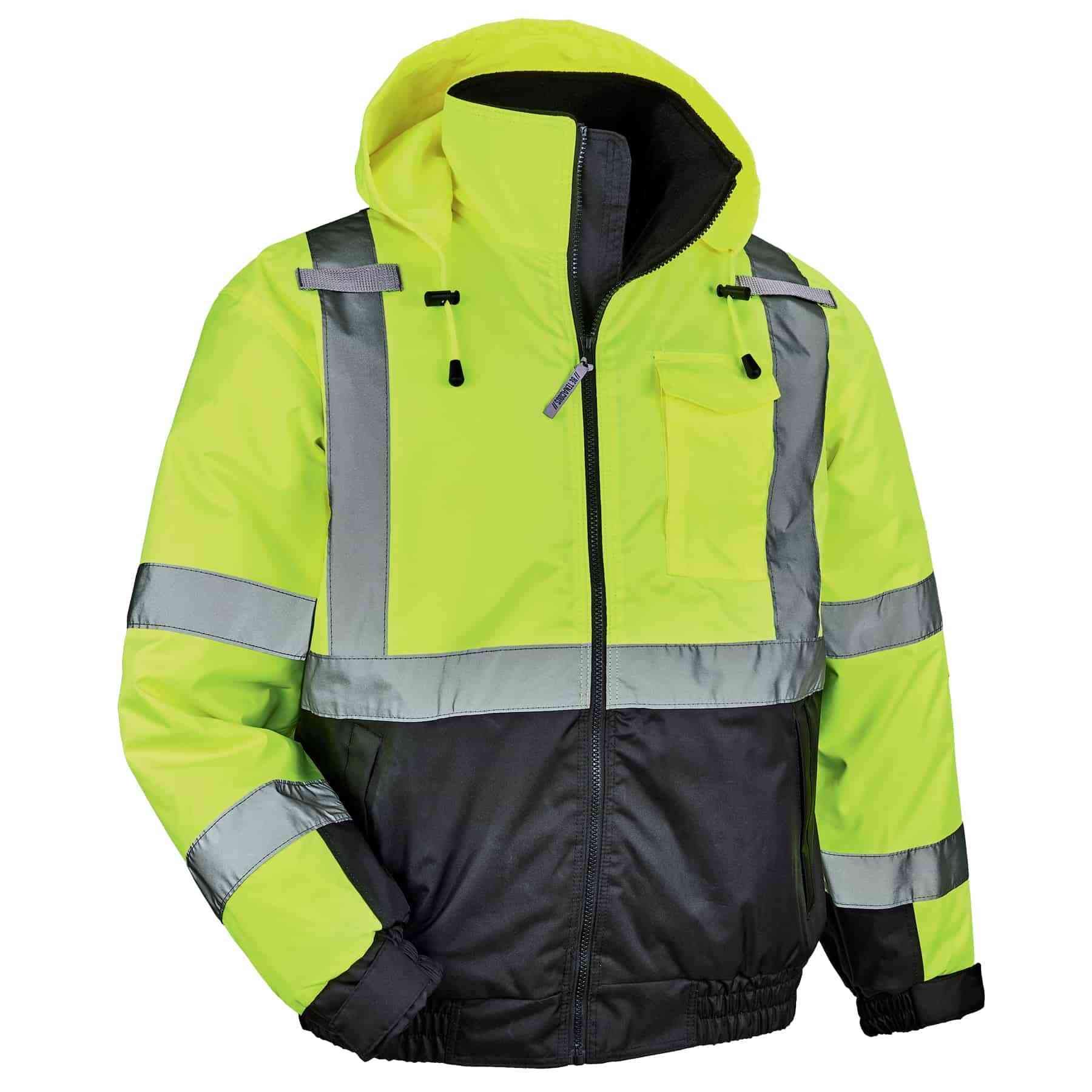 Ergodyne unisex adult High Visibility ,Reflective Insulation, 3, Ergodyne GloWear 8377 Type R Class 3 Lime Quilted Bomber Jacket 3XL, Lime, 3X-Large US