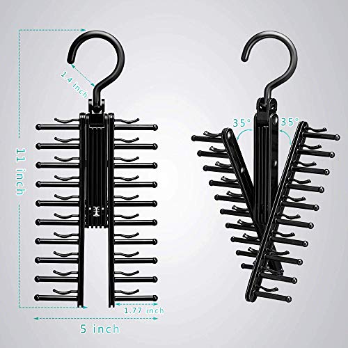 IPOW Upgraded 2 PCS See Everything Cross X 20 Tie Rack Holder,Rotate to Open/Close Tie and Belt Hanger with Non-Slip Clips,360 Degree Swivel Space Saving Organizer