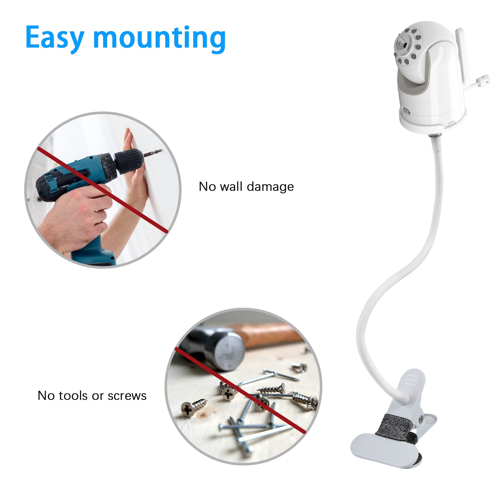 Akoemxeeo 360 Degree Rotating Baby Monitor Mount, Compatible with DXR-8 and DXR-8 PRO, White