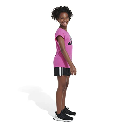 adidas Girls' Toddler Short Sleeve Cotton BoS Essential Tee, Semi Lucid Fuchsia, 4T