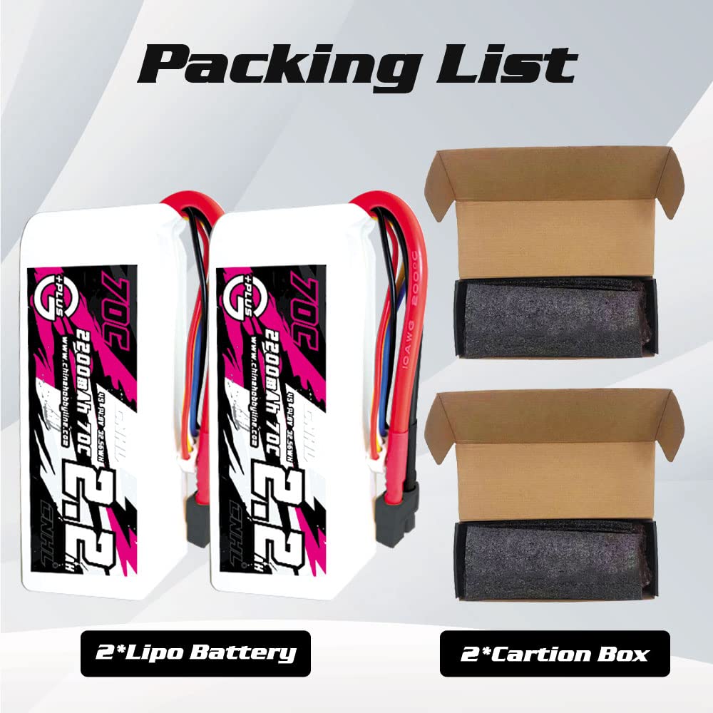 CNHL 4S Lipo Battery 2200mAh 70C 14.8V Soft Case with XT60 Plug for RC Car Airplane Truck Boat Heli Airplane Drone (2 Pack)