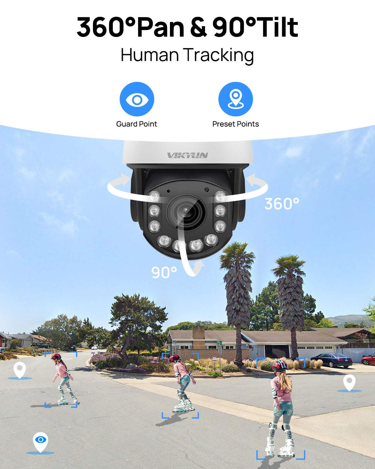 6MP Outdoor PTZ IP POE Camera, Pan Tilt 20x Optical Zoom, Human Vehicle Detection, Auto Tracking PTZ Camera with 393ft IR Night Vision, 2-Way Audio, MicroSD 256GB (Compatible for Hikvision)
