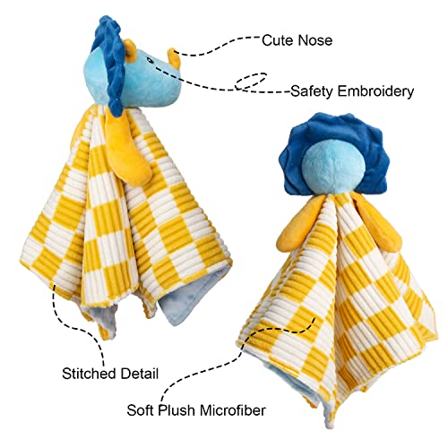 BEILIMU Baby Blanket+Dinosaur Security Blanket for Boys Girls 3D Checkerboard Grid Ultra- Soft Cozy Corduroy Toddler Blanket for Kids