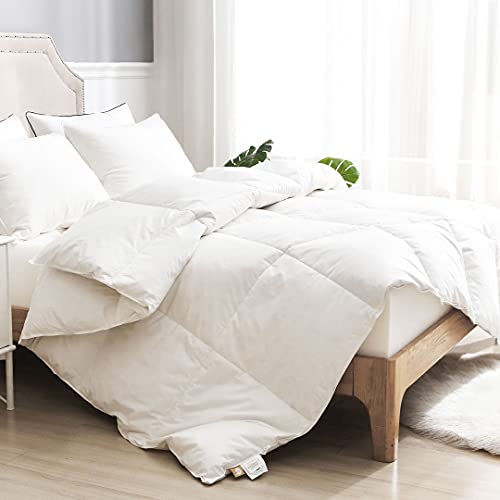 APSMILE Organic Feathers Down Comforter California King, All-Seasons Duvet Insert, 100% Cotton and Goose Feathers Down Medium Warm Quilted Bed Comforter Insert (104x96, Ivory White)