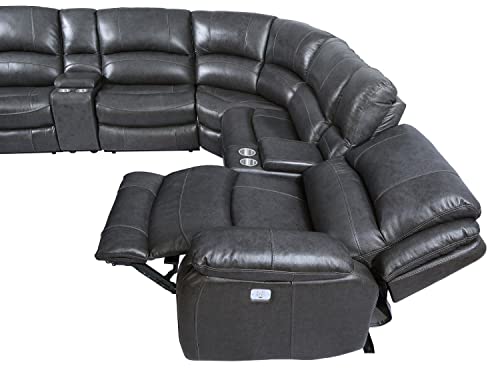 Steve Silver Denver 7 Piece Charcoal Leather Power Reclining Sectional