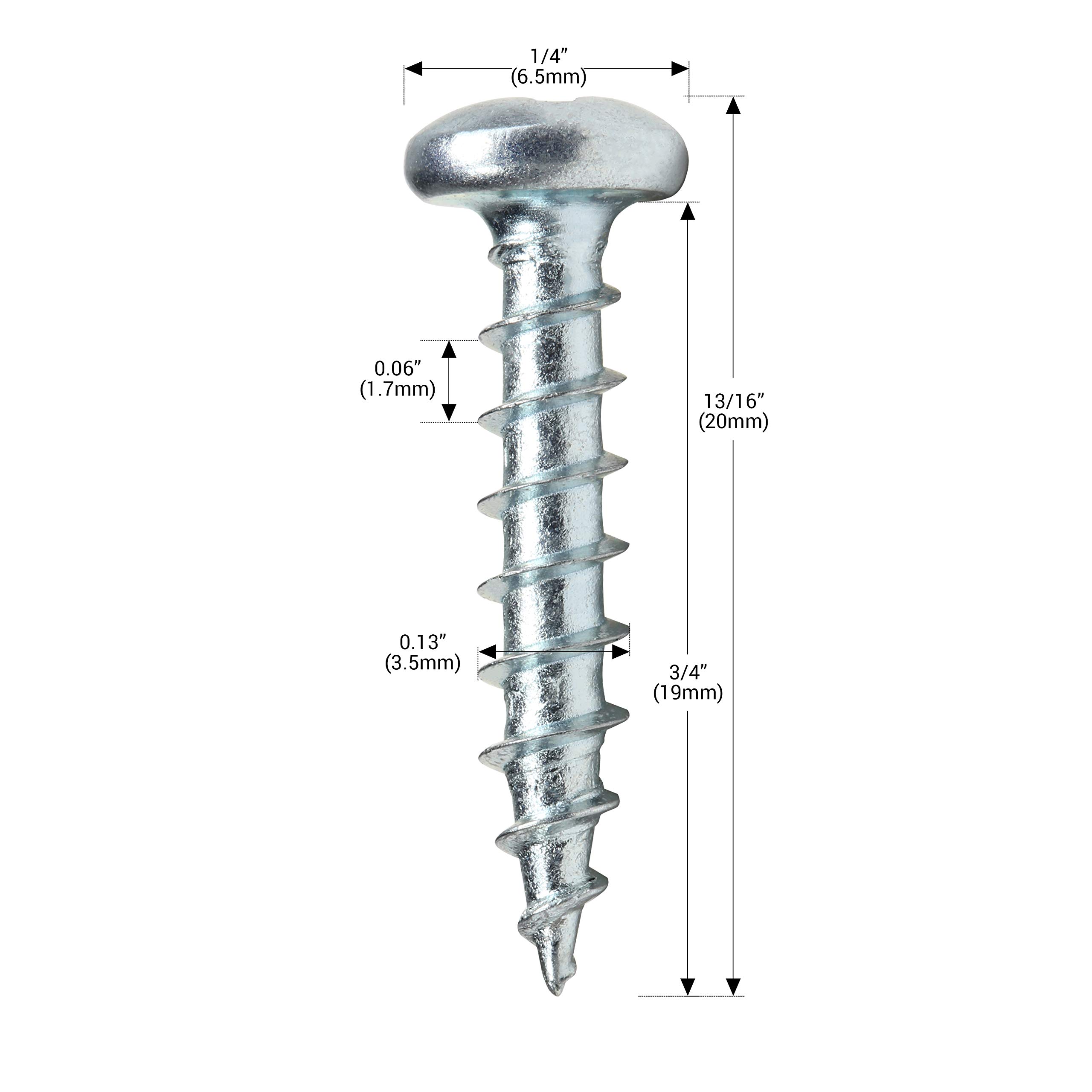 Rok Hardware #6 x 3/4" Coarse Deep Thread Pan Head Screws Wood Work MDF Zinc ROKS6X34PPCZP (100 Pack)