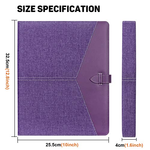 Toplive Padfolio 3 Ring Binder (1'' Round Ring) Business Portfolio Folder for Interview, Conference and Presentation, Purple