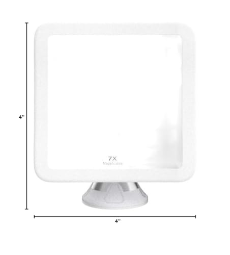 Fancii 7x LED Lighted Magnifying Makeup Mirror with Strong Suction - 6.5" wide, Natural Daylight, Cordless Portable Vanity Mirror with Lights (Square) - Mira 7