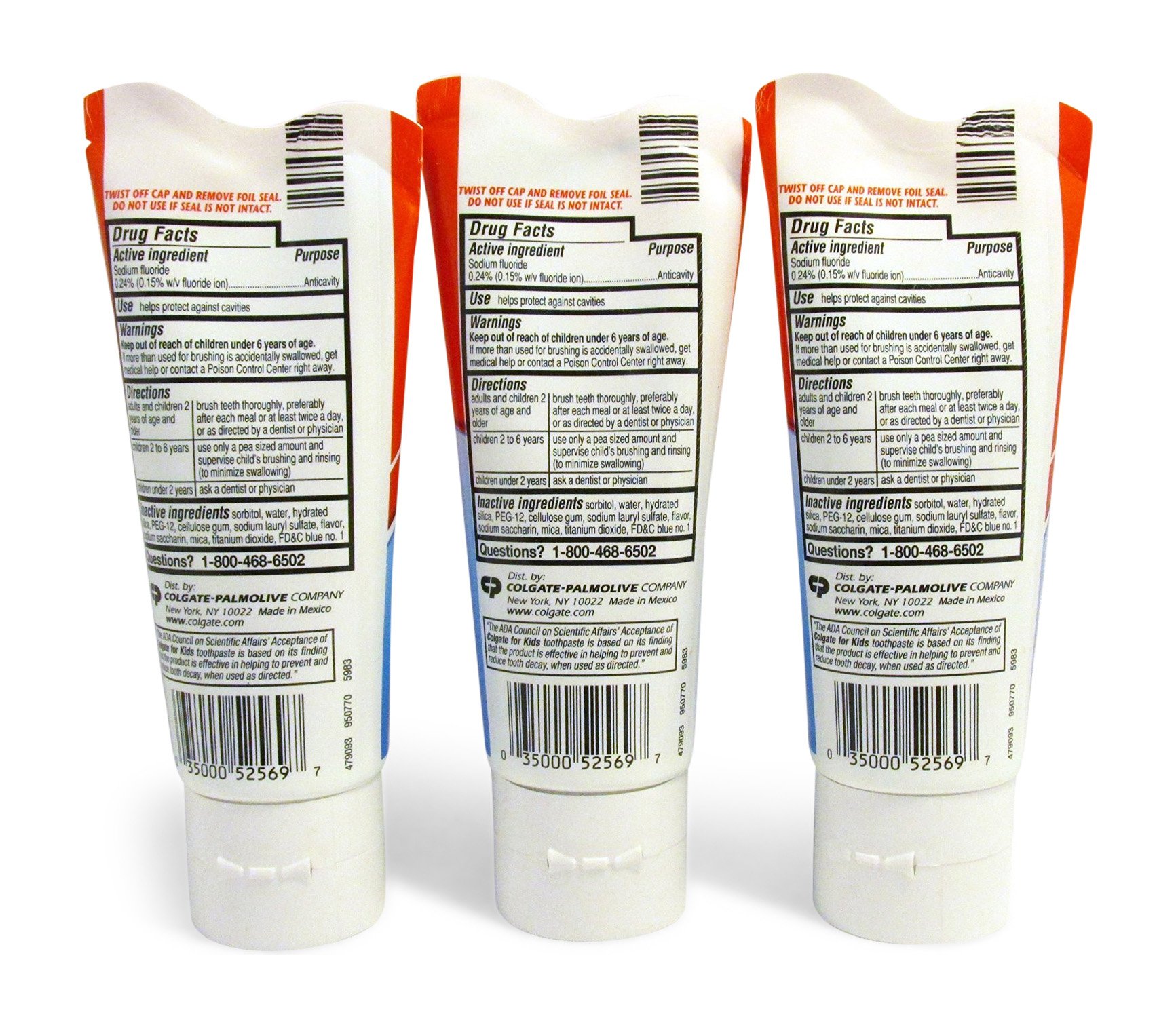 Colgate KIDS 3.5 oz 3-PACK Mild Bubble Fruit Flavor Toothpaste Fluoride Cavity & Enamel Protection