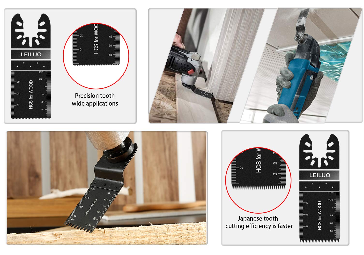 50 Pack LEILUO Oscillating Tool Blades Easy Cut Wood Nails Plastic Oscillation Saw Blades Universal Multitool Fitment for Dewalt Worx Rockwell Wen Milwaukee Makita Ryobi Bosch
