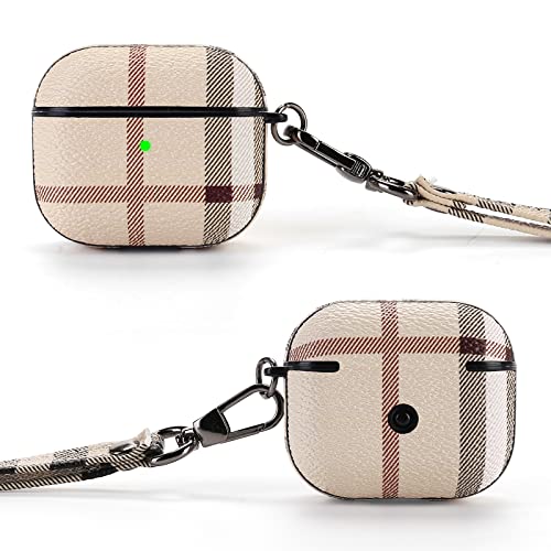 AirPods 3rd Generation Case , Leather AirPods 3rd Case for Apple AirPods 3rd,AirPods 3 Luxury case, with Wrist Strap and Keychain, for Apple AirPods 3rd Generation 2021,(Eco-Friendly Leather)