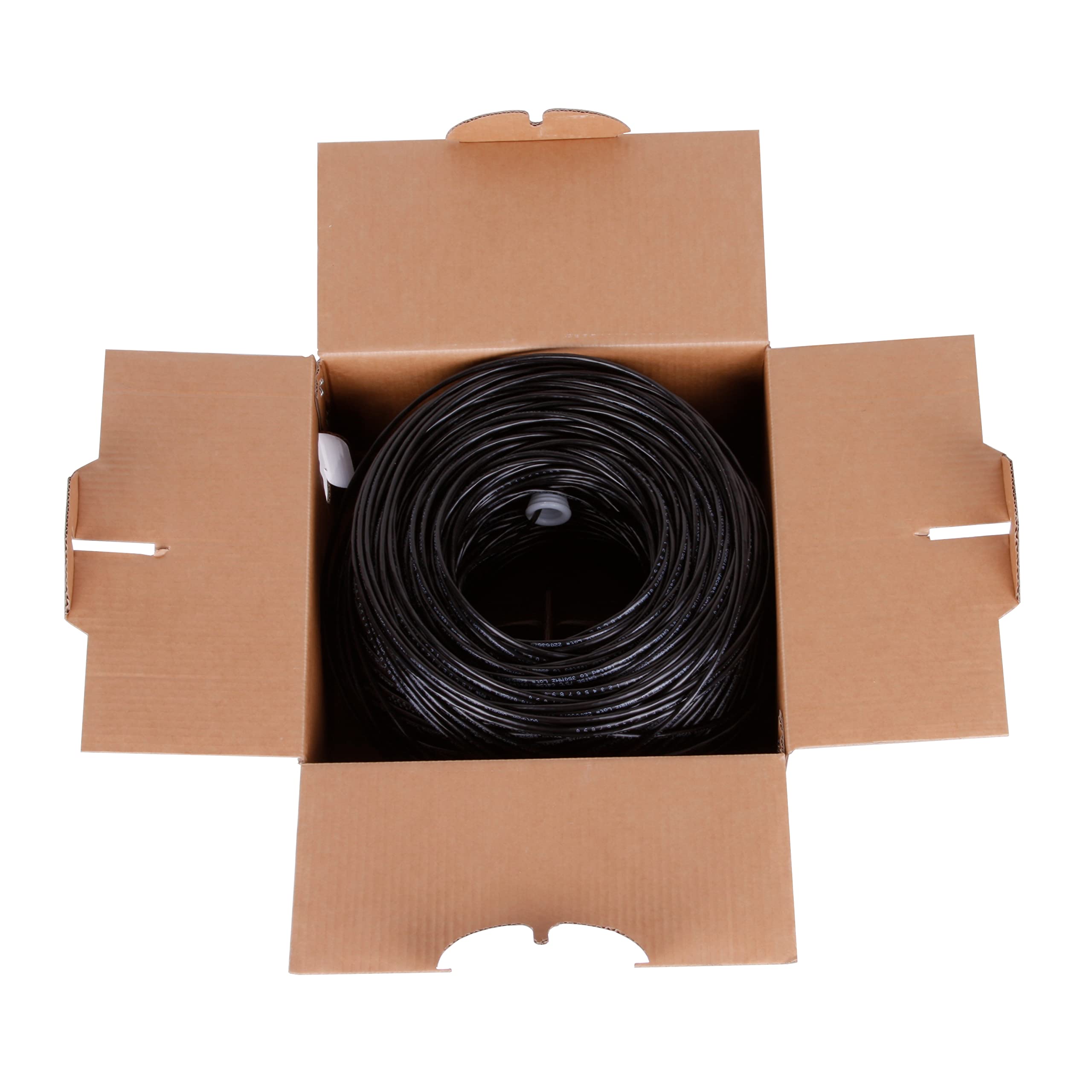 FiveStarCable Bulk Cat5e Outdoor Black 24AWG 1000 Ft Cable, Direct Burial, 350 Mhz, UV Rated Unshielded UTP Ethernet Router LAN Network CCA Easy Pull Box Cable