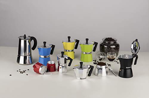 Barazzoni 830008006 IH/Direct Flame Espresso Maker, Stainless Steel, Diameter: 4.5 x Height: 8.1 inches (11.3 x 20.5 cm), Stainless Steel, Espresso Coffee Maker, 6 Cups, Silver