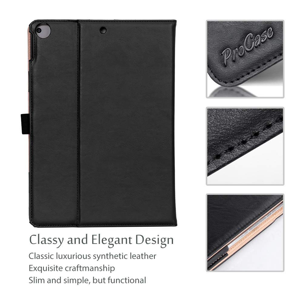 ProCase for iPad 10.2 Inch Case 2021 9th Generation/2020 8th Generation/2019 7th Generation iPad Case, Leather Vintage Stand Folio Cover Protective Case for 10.2" iPad 9th Gen/8th Gen/7th Gen -Black