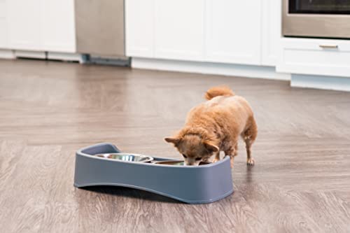 IRIS USA Large Elevated Pet Feeder with Attachable Legs and 2 Stainless Steel Bowls, For Small to Large Dogs Cats with 2 Quart Bowls and 12"H Legs Raised Pet Feeding Station, Dark Gray