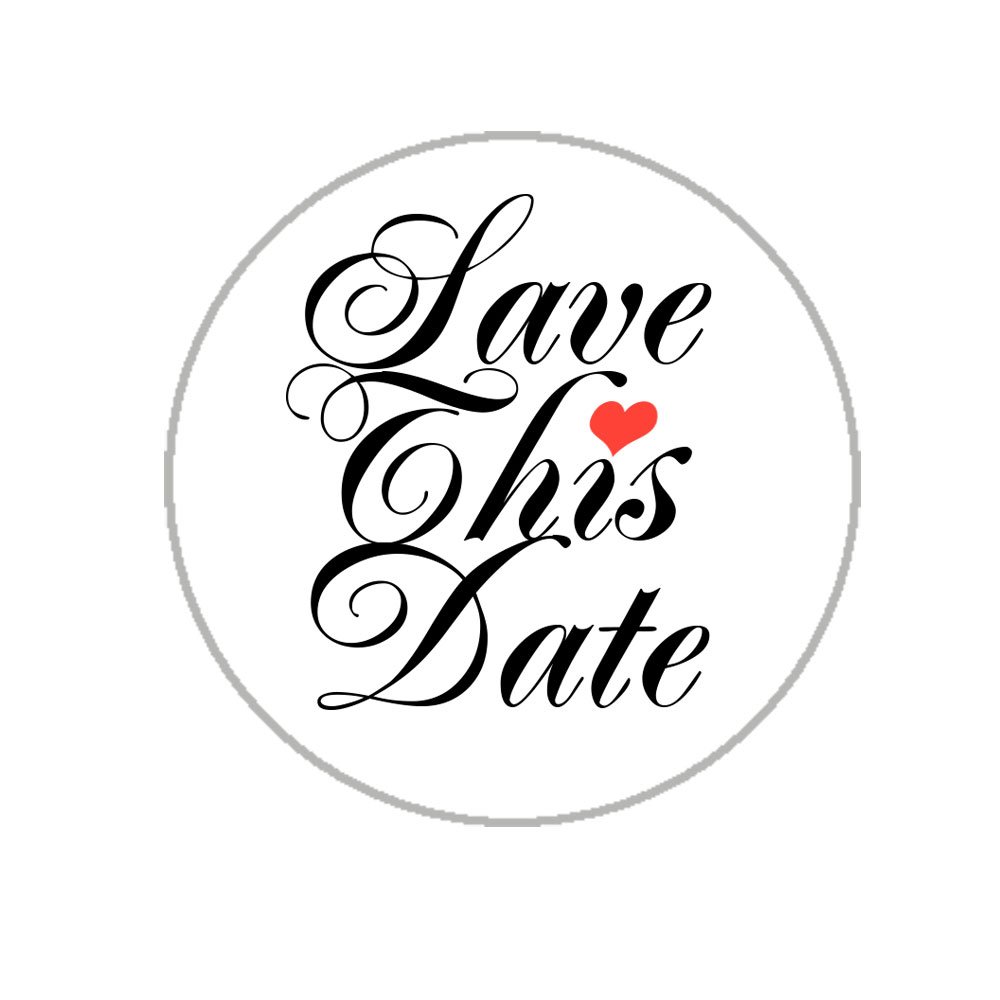 Save The Date Envelope Seals - 1.2" Circle Stickers - 144 Wedding Stickers (Heart)