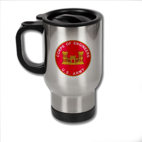 ExpressItBest Stainless Steel Coffee Mug with U.S. Army Corps of Engineers branch plaque